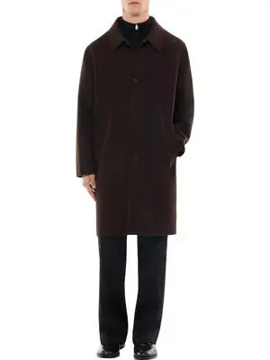 FURSAC Wool Button-front Overcoat - Brown