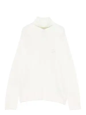 ERMANNO FIRENZE Embroidered Logo Roll-neck Sweater - Neutrals