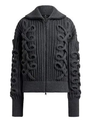 ETRO ETRO Ribbed Wool-Blend Zip-Up Cardigan With Woven Detailing
