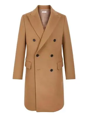 FURSAC FURSAC Double-Breasted Herringbone Overcoat