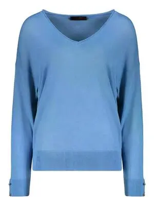 MOORER V-neck Long-sleeve Sweater - Blue