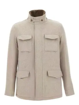 BARBA NAPOLI Fur-collar Four-pocket Jacket - Neutrals