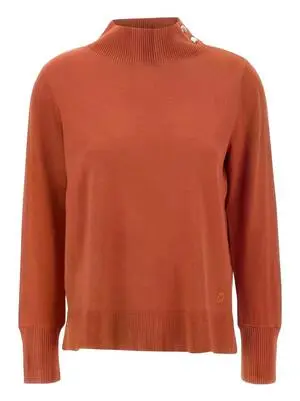 ELENA MIRÒ Button-detail Fine Knit Top - Orange