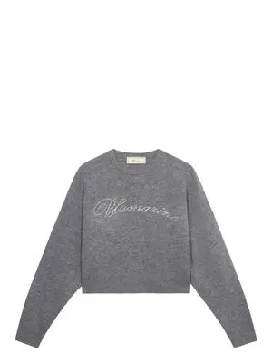 BLUMARINE Blumarine Rhinestone Logo Wool Sweater