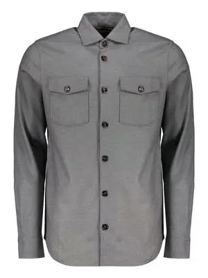 MOORER Button-up Chest-pocket Shirt - Grey