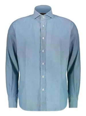 MOORER Button-up Denim Shirt - Blue
