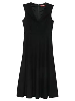 Max Mara V-neck Sleeveless Midi Dress Black