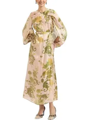 LA DOUBLEJ La DoubleJ Brigid Dress In Floral Chiffon Lurex