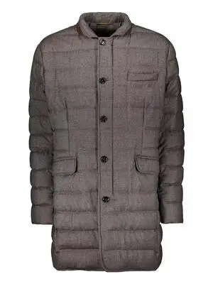 MOORER Quilted High-neck Coat - Brown