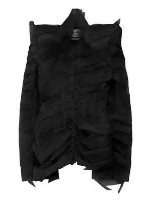 Matieres Fecales Pleated Asymmetrical Zip-up Jacket - Black