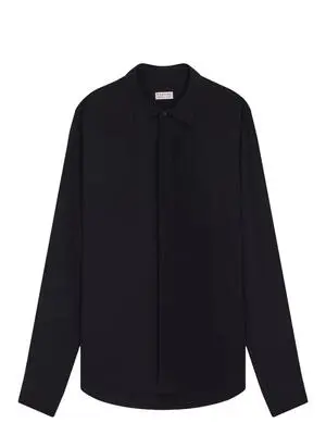 FURSAC Concealed-placket Straight-fit Shirt - Black