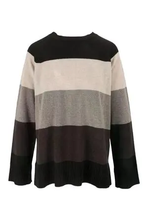 KANGRA Stripe Print Long Sleeve Sweater - Black