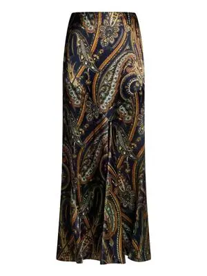 ETRO Silk-blend Satin Maxi Skirt With Paisley Print