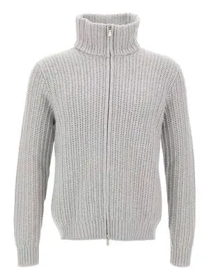 GRAN SASSO Ribbed-knit Zip-up Cardigan - Grey