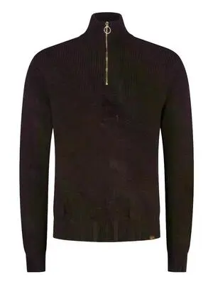Paul & Shark Ribbed Knit Quarter-zip Sweater - Brown