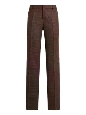 ETRO ETRO Straight-Leg Wool Trousers With Pheasant Feathers And Micro Houndstooth Motif