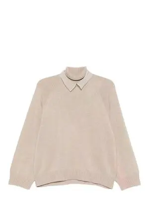 Brunello Cucinelli Brunello Cucinelli High-Neck Raglan-Sleeve Sweater Neutrals