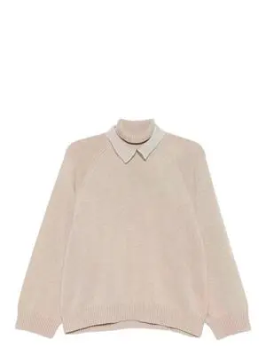 Brunello Cucinelli Brunello Cucinelli High-Neck Raglan-Sleeve Sweater Neutrals