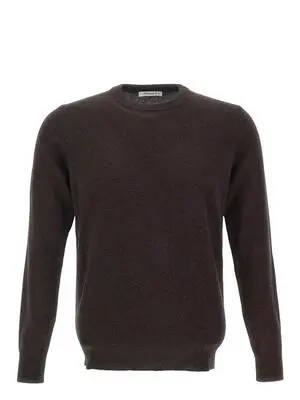 KANGRA Crew Neck Sweater With Ribbed Trim - Brown