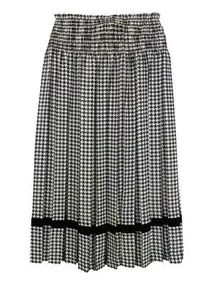 Comme Des Garçons Houndstooth Pleated Midi Skirt - Black