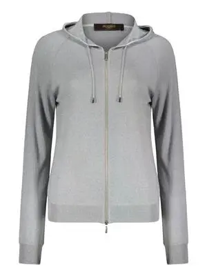 MOORER Zip-up Hooded Cardigan - Grey