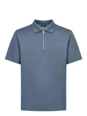 TOMBOLINI Quarter-zip Short-sleeve Polo Shirt - Blue