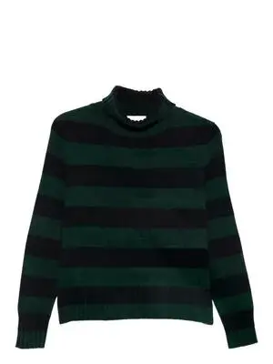 BEYOU Striped Knit Sweater - Blue