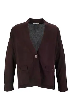 KANGRA Colour-block Buttoned Cardigan - Brown