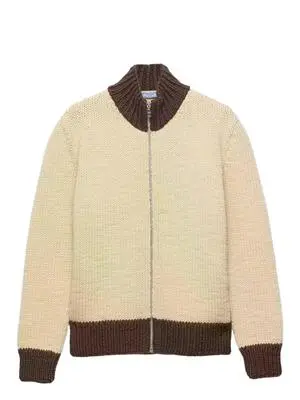 Prada Wool Zipper Cardigan - Neutrals
