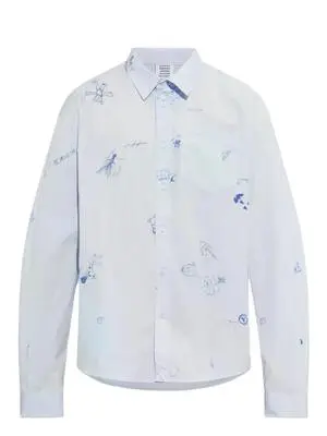 Vetements Doodle-print Buttoned Shirt - Blue