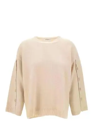 KANGRA Button-sleeve Virgin Wool Sweater - Neutrals