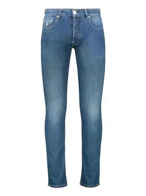 MOORER Slim-fit Faded-effect Jeans - Blue
