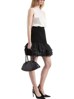 Nina Ricci Ruffled Ribbed-knit Skirt - Black