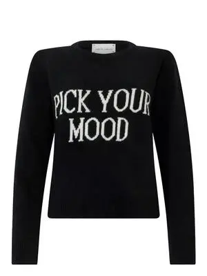 Alberta Ferretti Slogan-intarsia Crew-neck Sweater - Black