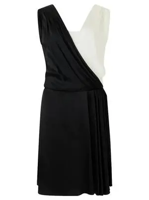 Alberta Ferretti Two-tone Draped Mini Dress - Black