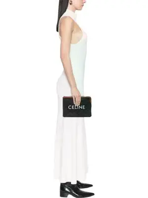 CELINE Celine Triomphe Coated Canvas Clutch Bag