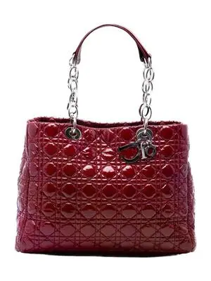 Dior Patent Cannage Lady Shopping Tote Bag - Red