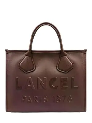 LANCEL Lancel Grained Leather Tote Bag With Embossed Logo Brown