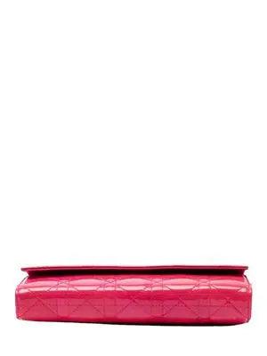 Dior 2014 Patent Cannage Lady Wallet On Chain Crossbody Bag - Pink