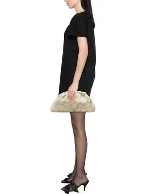 Bottega Veneta Bottega Veneta Crackled Calfskin The Pouch Clutch Bag Neutrals