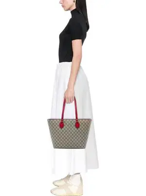 Gucci Gg Supreme Linea A Zip Tote Bag - Neutrals