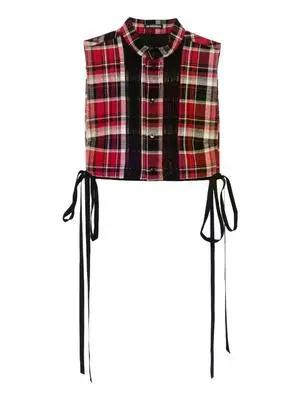 ANN DEMEULEMEESTER Sleeveless Checked Lace Trim Top - Red