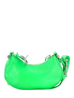 Balenciaga Le Cagole Giant Studs Leather With Crystals Xs Shoulder Bag - Green