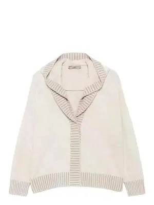 D.exterior Ribbed-trim Cardigan - Neutrals