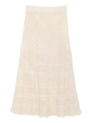 D.exterior Pointelle-knit Flared Skirt - Neutrals