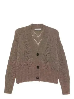 D.exterior Pointelle-knit Cardigan - Brown