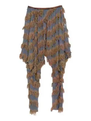 KIKO KOSTADINOV Fringed Ikat-pattern Trousers - Blue