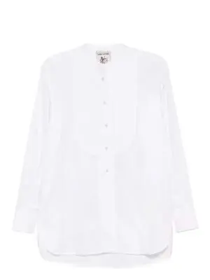SEMICOUTURE Band Collar Shirt With Bib Panel - White