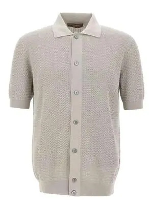 FILIPPO DE LAURENTIIS Textured-knit Short-sleeve Shirt - Grey
