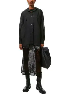 Our Legacy Semi-sheer Hooded Button-up Shirt - Black
